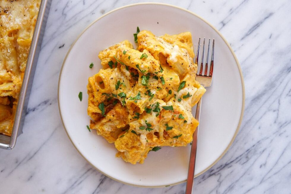 Sneaky Pumpkin Pasta Bake | Natalie Cooks