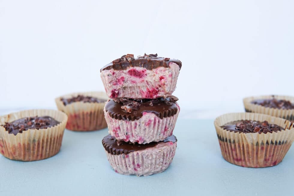 Frozen Raspberry Almond Yogurt Cups | Natalie Cooks