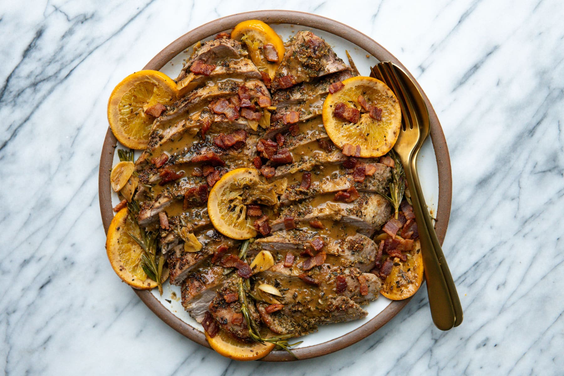 Rosemary Garlic Pork Tenderloin with Citrus Pan Sauce | Natalie Cooks