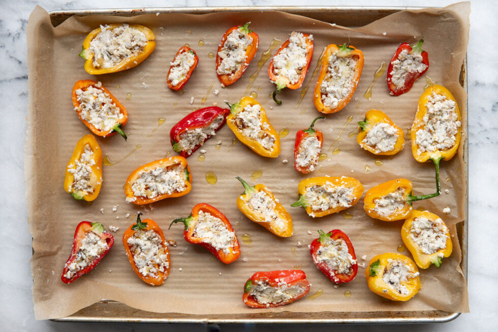 Goat Cheese Stuffed Pepper Bites with Jalapeño and Honey | Natalie Cooks