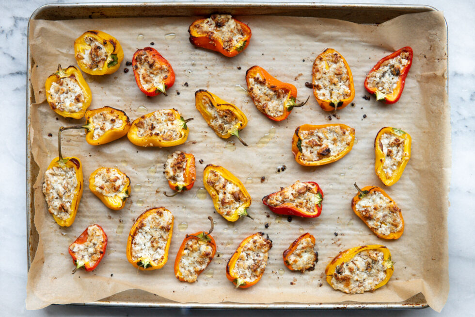 Goat Cheese Stuffed Pepper Bites with Jalapeño and Honey | Natalie Cooks