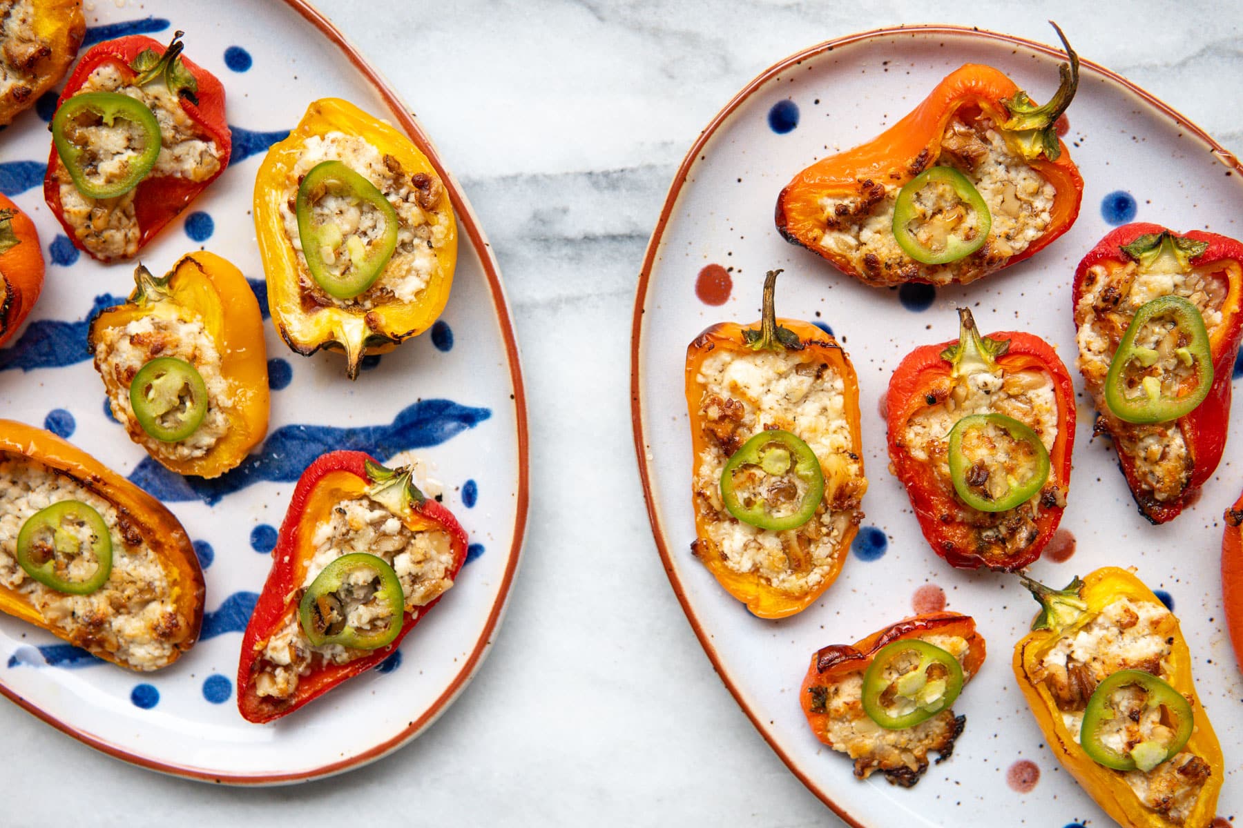 Goat Cheese Stuffed Pepper Bites with Jalapeño and Honey | Natalie Cooks