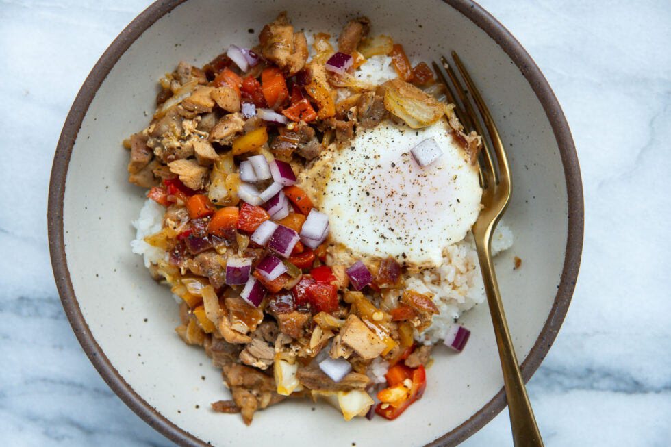 Chopped Soy Garlic Chicken and Rice (Chicken Sisig) | Natalie Cooks