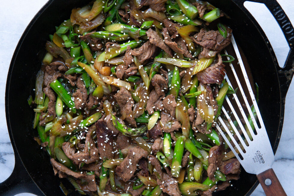 Lemon Pepper Steak Asparagus Stir-Fry | Natalie Cooks