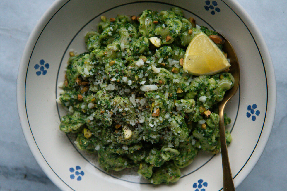 Winter Greens Pesto Pasta | Natalie Cooks