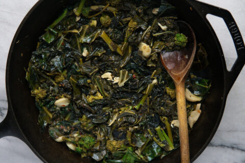 Garlic and Fennel Braised Greens | Natalie Cooks